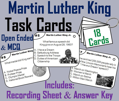 Martin Luther King Jr. Task Cards and Activities Bundle | Teaching ...