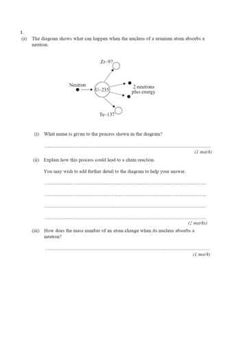 Nuclear Fission and Fusion with exam questions | Teaching Resources