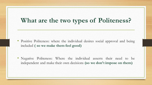 Politeness and Revision of Key Models | Teaching Resources