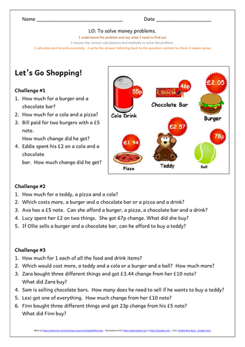 KS2 Y4 Y5 Money Differentiated Worksheets & Activities Including ...