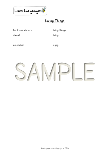 French - Living and non-living things - PowerPoint and vocabulary ...