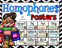 Homophone Posters: Set 2 (35 Colored Posters Including By/Buy/Bye ...