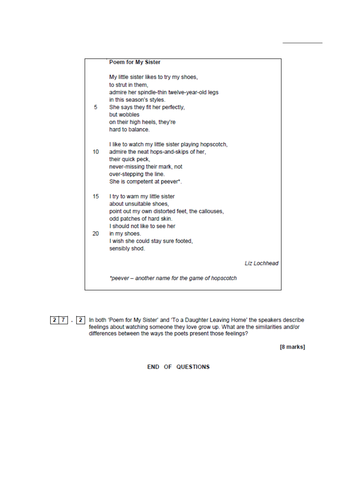 Practice Unseen Poetry Literature paper 2, section c | Teaching Resources