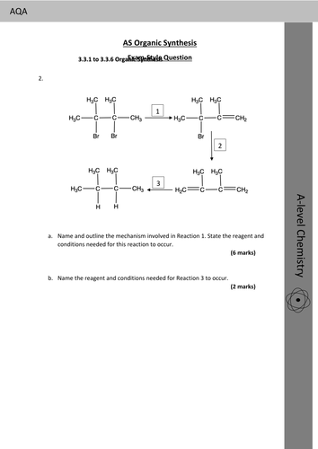 AQA AS and Year One Chemistry Organic Synthesis Routes and Mechanism ...