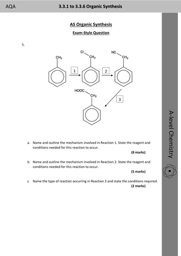 AQA AS and Year One Organic Synthesis Routes and Mechanism Practice ...