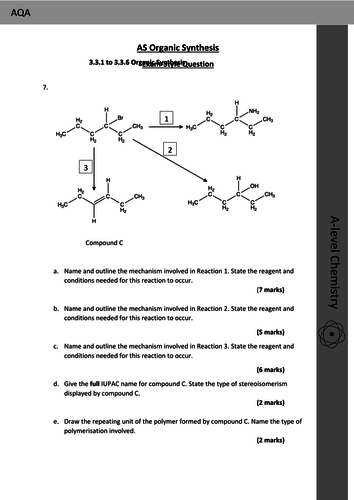 AQA AS and Year One Organic Synthesis Routes and Mechanism Practice ...
