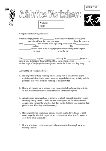 Athletics - non doer / non participant worksheet | Teaching Resources