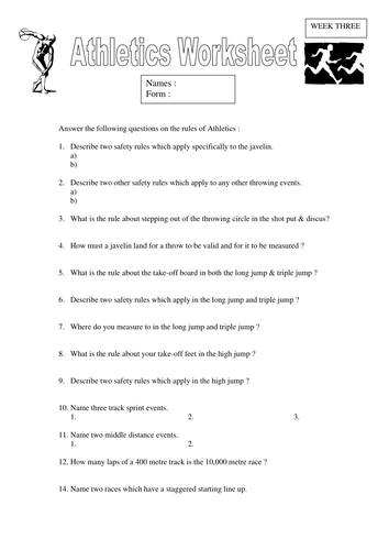 Athletics - non doer / non participant worksheet | Teaching Resources
