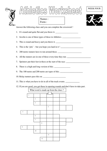 Athletics - non doer / non participant worksheet | Teaching Resources