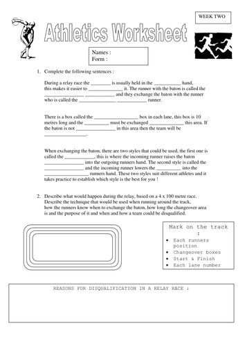 Athletics - non doer / non participant worksheet | Teaching Resources