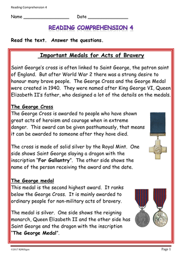 St George's Day - Set of Differentiated Worksheet activities linked to ...