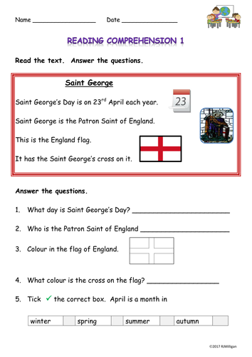 St George's Day - Set of Differentiated Worksheet activities linked to ...