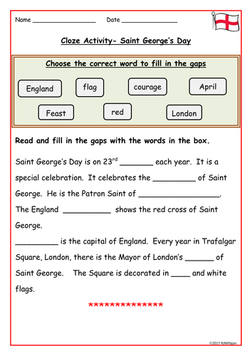 St George's Day - Set of Differentiated Worksheet activities linked to ...