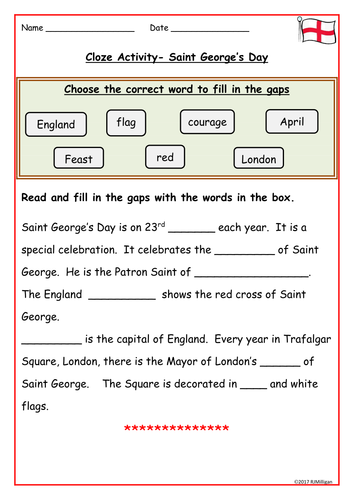 St George's Day - Set of Differentiated Worksheet activities linked to ...