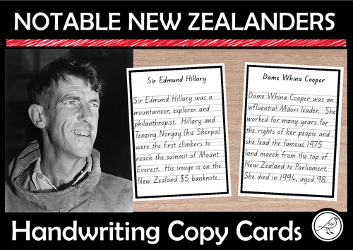 New Zealand Handwriting Cards – ‘Notable New Zealanders’ | Teaching ...