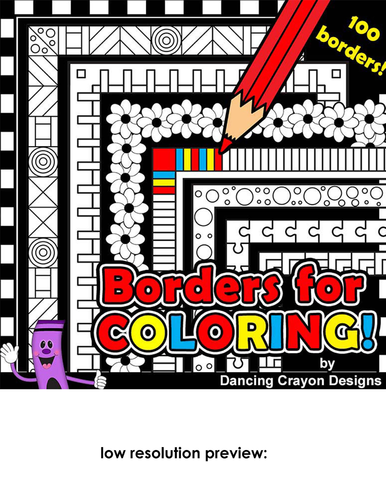 Borders for Coloring: 100 Black and White Borders and Frames Clip Art ...