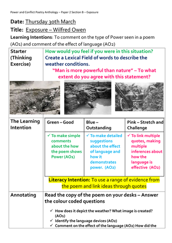 Power and Conflict Cluster - AQA Lit Anthology | Teaching Resources