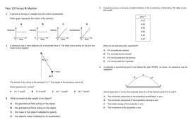 Physics A level Forces & Motion Multiple Choice Worksheets OCR ...
