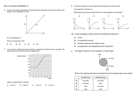 Physics A level Forces & Motion Multiple Choice Worksheets OCR ...