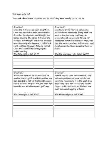 Is it ever ok to lie? KS3 Lesson | Teaching Resources