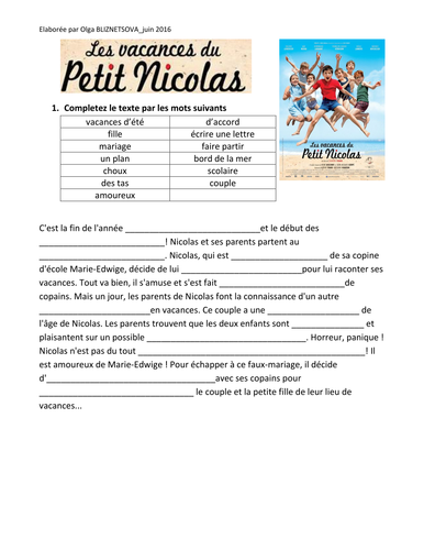 Holiday and vacations (based on the film " Les vacances du Petit ...