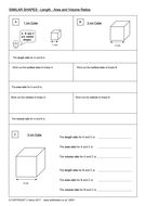 SIMILAR SHAPES : Length, Area, Volume Ratios by Skillsheets | Teaching ...