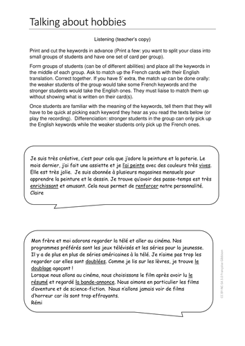 Talking about sport: French listening,reading, translations activities ...