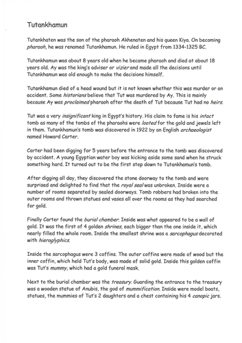 Tutankhamun | Teaching Resources