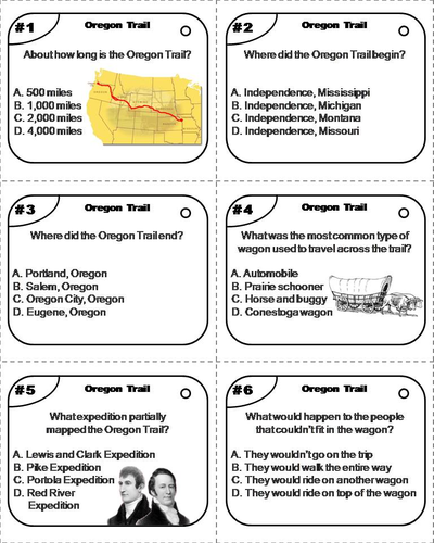 Oregon Trail Task Cards | Teaching Resources