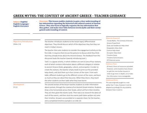 Greek Myths: The Context of Ancient Greece | Teaching Resources