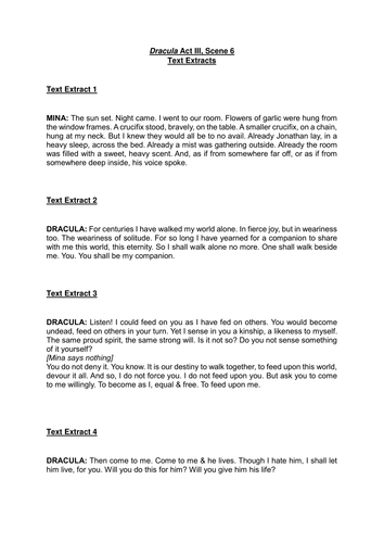 Dracula - the play adaptation by David Calcutt, Act 3 | Teaching Resources