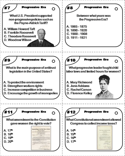 Progressive Era Task Cards | Teaching Resources