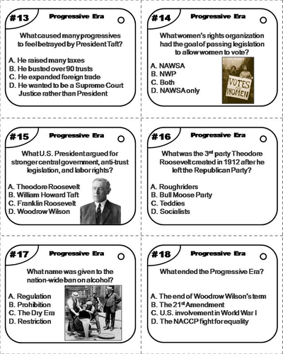 Progressive Era Task Cards | Teaching Resources