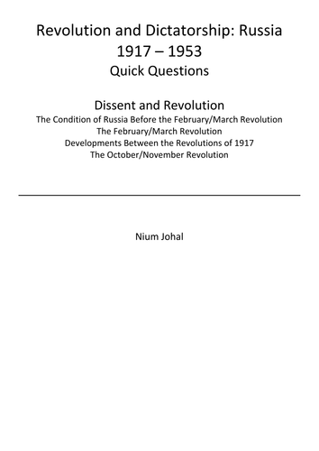 AQA A Level History: 2N Russia, Revolution and Dictatorship: Dissent ...