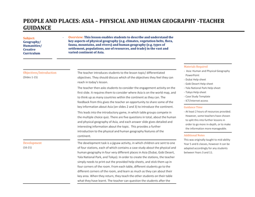 Asia: Physical and Human Geography (People and Places) | Teaching Resources