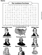 Louisiana Purchase Worksheet/ Word Search | Teaching Resources