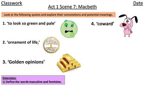 The Witches extract and Act 1 Sc 7 Macbeth - Lower Ability Includes ...