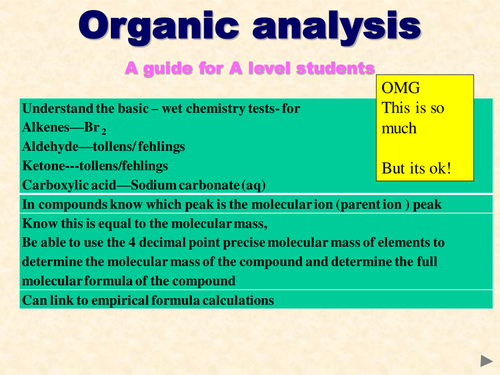 A level chemistry Organic Analysis all the topic | Teaching Resources