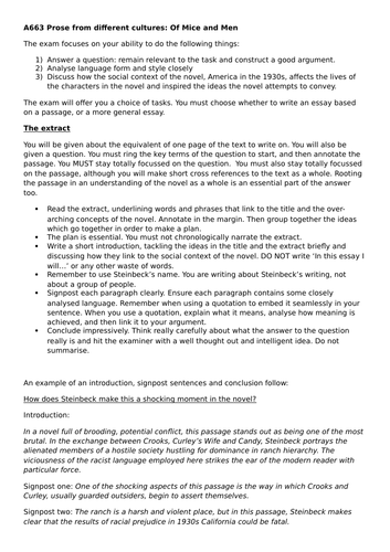 GCSE English - Of Mice and Men Complete revision notes | Teaching Resources