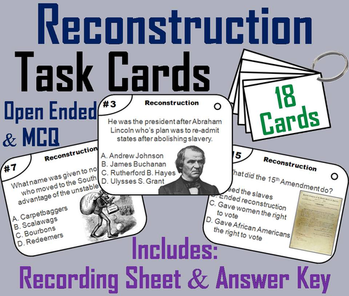 Reconstruction Task Cards and Activities Bundle | Teaching Resources