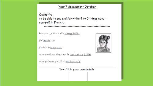 French Y7 October Speaking / Writing Assessment | Teaching Resources