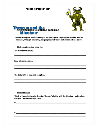 Greek Myths: Theseus and The Minotaur | Teaching Resources