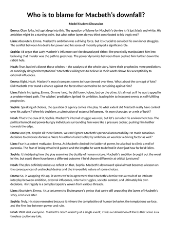 Who is to blame for Macbeth's downfall? Planning Sheet | Teaching Resources