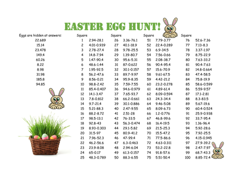 Easter Egg Hunt- Decimal Subtraction | Teaching Resources