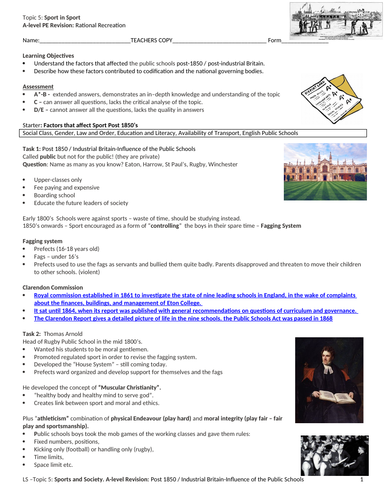 A-level PE Edexcel New Spec 2016: Topic 5 Sport & Society Revision ...