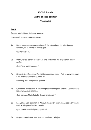 IGCSE French: Food and Drink (Part 5): At the delicatessen | Teaching ...