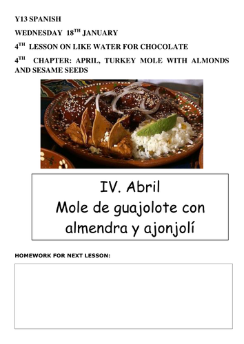 COMO AGUA PARA CHOCOLATE 4TH CHAPTER | Teaching Resources