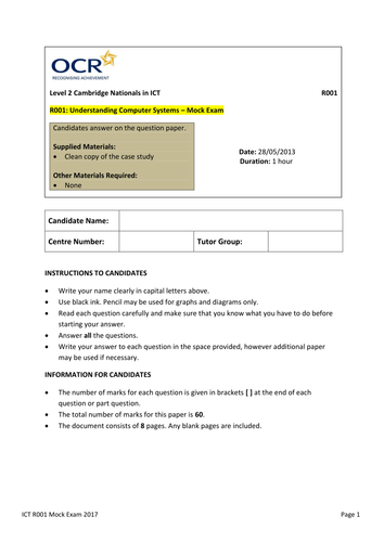 R001 2017 Revision resources | Teaching Resources