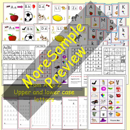 Alphabet Displays Aa-Zz cards Alphabet mat pictures Trace over Aa-Zz ...