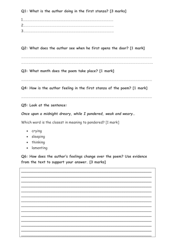 Year 6 SATs revision -poetry comprehension | Teaching Resources